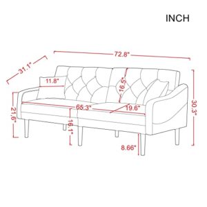 Modern Futon Sofa Loveseat Convertible Sleeper Couch Bed for Small Space Studio Office Living Room Furniture Sets, Twin Daybed Sofabed 2 Seater Sofa & Couch