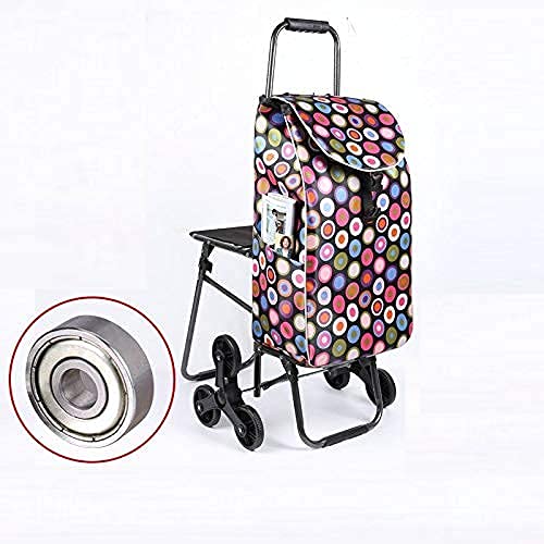 LAJUU Trolleys,Shopping Cart Home Climb Stairs Shopping Cart with Waterproof Bag Household Trolly with Seat Steel Frame Shopping Cart Pull Rod Cart Storage Bag Grocery Cart/G