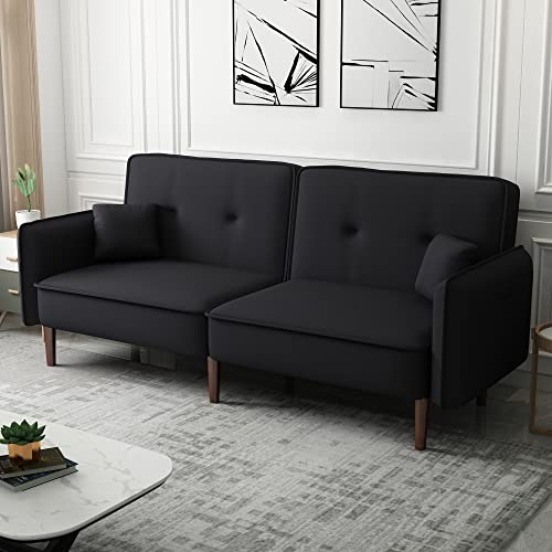 Modern Futon Sofa Loveseat Convertible Sleeper Couch Bed for Small Space Studio Office Living Room Furniture Sets, Twin Daybed Sofabed 2 Seater Sofa & Couch