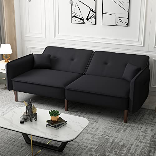 Modern Futon Sofa Loveseat Convertible Sleeper Couch Bed for Small Space Studio Office Living Room Furniture Sets, Twin Daybed Sofabed 2 Seater Sofa & Couch