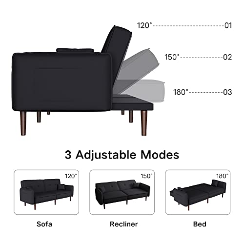 Modern Futon Sofa Loveseat Convertible Sleeper Couch Bed for Small Space Studio Office Living Room Furniture Sets, Twin Daybed Sofabed 2 Seater Sofa & Couch