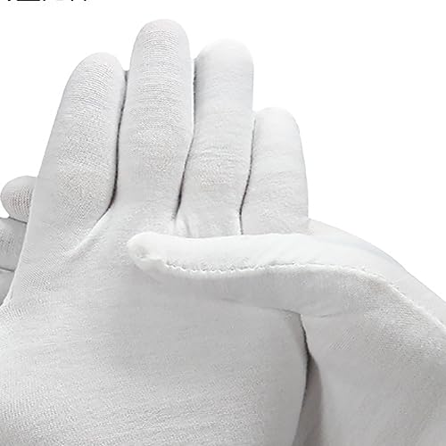 Cotton Gloves Hand Care Work Gloves Lint Free Gloves, Extra Large, White 5 Pairs