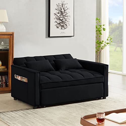 Modern Napping Futon Sofa Daybed Loveseat,2 Seaters Love Seat Convertible Sleeper Couch Bed for Home Apartment Office Small Space Living Room Furniture Sets