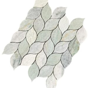 Ming Green Greyish Petal Marble Polished Floor Wall Tile for Kitchen Backsplash, Bathroon Shower, Fireplace Surround, Decor Accent Wall (1 Sheet)