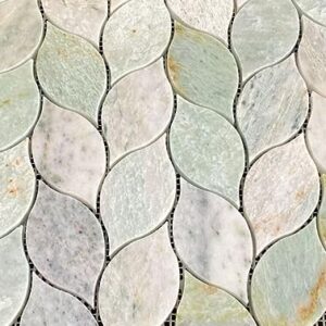 Ming Green Greyish Petal Marble Polished Floor Wall Tile for Kitchen Backsplash, Bathroon Shower, Fireplace Surround, Decor Accent Wall (1 Sheet)