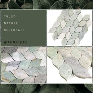 Ming Green Greyish Petal Marble Polished Floor Wall Tile for Kitchen Backsplash, Bathroon Shower, Fireplace Surround, Decor Accent Wall (1 Sheet)