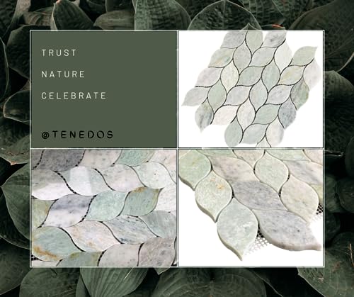 Ming Green Greyish Petal Marble Polished Floor Wall Tile for Kitchen Backsplash, Bathroon Shower, Fireplace Surround, Decor Accent Wall (1 Sheet)