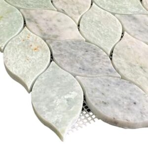 Ming Green Greyish Petal Marble Polished Floor Wall Tile for Kitchen Backsplash, Bathroon Shower, Fireplace Surround, Decor Accent Wall (1 Sheet)