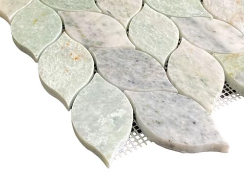 Ming Green Greyish Petal Marble Polished Floor Wall Tile for Kitchen Backsplash, Bathroon Shower, Fireplace Surround, Decor Accent Wall (1 Sheet)