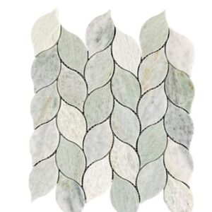 Ming Green Greyish Petal Marble Polished Floor Wall Tile for Kitchen Backsplash, Bathroon Shower, Fireplace Surround, Decor Accent Wall (1 Sheet)