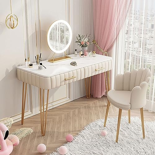 NEZIH Makeup Desk, Vanity Table Set, Vanity Desk with Drawers, Vanity Desk, Vanity Desk with Mirror and Stool, Bedroom Storage Cabinet, Small Makeup Table, for Bedroom Studio