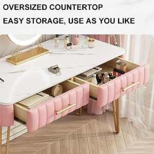 NEZIH Makeup Desk, Vanity Table Set, Vanity Desk with Drawers, Vanity Desk, Vanity Desk with Mirror and Stool, Bedroom Storage Cabinet, Small Makeup Table, for Bedroom Studio