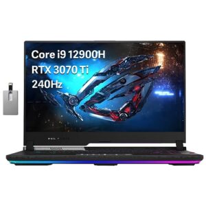 asus rog strix scar 15 gaming laptop, 15.6” qhd 240hz display, intel core i9 12900h, 64gb ddr5, 2tb ssd, nvidia geforce rtx 3070 ti, per-key rgb keyboard, wi-fi 6e, black, win 11, 32gb usb card