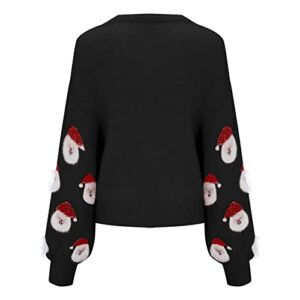 Christmas Sweater for Women Cute Merry Xmas Santa Holiday Pullover Knit Long Sleeve Crew Neck Christmas Sweater Tops Women Ugly Christmas Tree Reindeer Holiday Knit Sweater Pullover