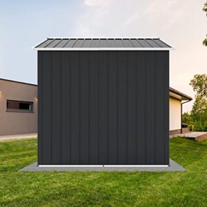 FRANSOUL 6FT x 8FT Outdoor Storage Shed, Metal Tool Shed with Lockable Door, Shutter Vents, Anti-Corrosion Waterproof Pent Roof Storage Utility Garden Shed House for Backyard Patio Lawn, Dark Grey