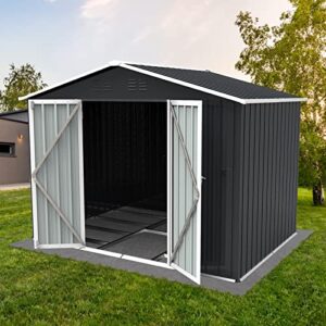 FRANSOUL 6FT x 8FT Outdoor Storage Shed, Metal Tool Shed with Lockable Door, Shutter Vents, Anti-Corrosion Waterproof Pent Roof Storage Utility Garden Shed House for Backyard Patio Lawn, Dark Grey