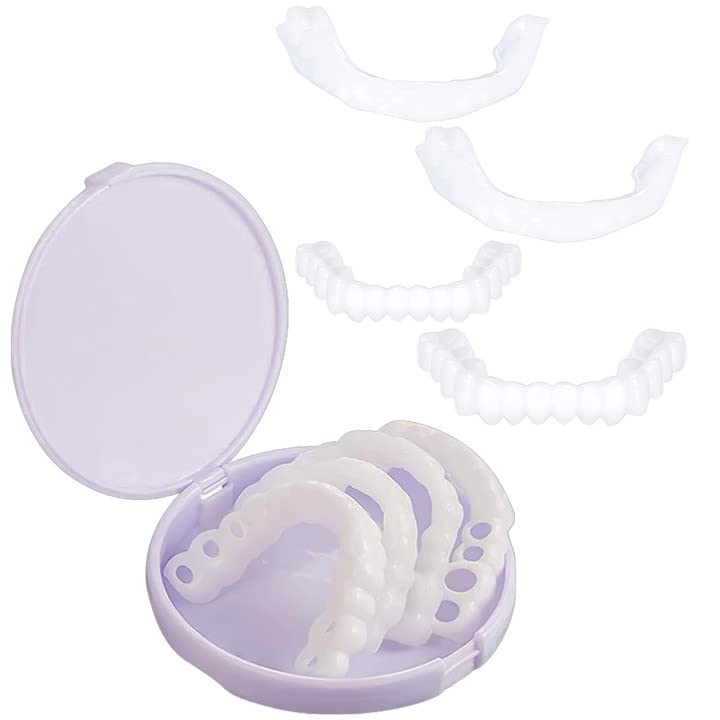 Fake Teeth, 2 PCS Dentures Teeth for Women and Men, Dental Veneers for Temporary Teeth Restoration, Nature and Comfortable, Protect Your Teeth and Regain Confident Smile