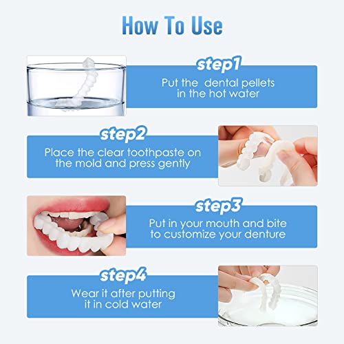 Fake Teeth, 2 PCS Dentures Teeth for Women and Men, Dental Veneers for Temporary Teeth Restoration, Nature and Comfortable, Protect Your Teeth and Regain Confident Smile