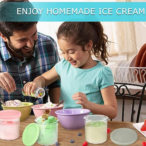 EVANEM 2/4/6PCS Creami Containers, for Ninja Cremini Extra Pints,16 OZ Creami Deluxe Pints Reusable,Leaf-Proof Compatible NC301 NC300 NC299AMZ Series Ice Cream Maker,Green-2PCS