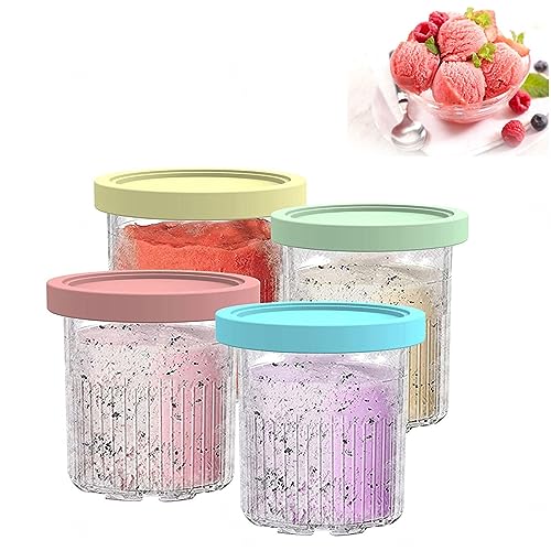 VRINO Creami Pint Containers, for Extra Bowl for Ninja Creamy,24 OZ Ice Cream Pints Cup Reusable,Leaf-Proof for NC500 NC501 Series Ice Cream Maker