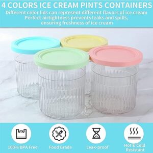 VRINO Creami Pint Containers, for Extra Bowl for Ninja Creamy,24 OZ Ice Cream Pints Cup Reusable,Leaf-Proof for NC500 NC501 Series Ice Cream Maker