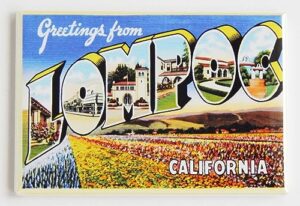 greetings from lompoc california fridge magnet (1.75 x 2.75 inches)