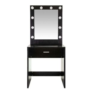 kjns vanity wood makeup dressing table stool set w/drawer &mirror desk black vanity desk makeup vanity side tables bedroom vanity table portable desk vanity set