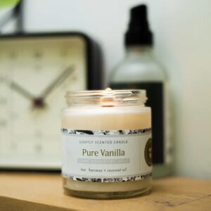 Fontana Candle Co - Pure Vanilla Candle 9 oz | Lightly Scented Candle | Made from Beeswax and Coconut Oil | Essential Oil | Wood Wick | Long Lasting | Clean Burn and Non Toxic