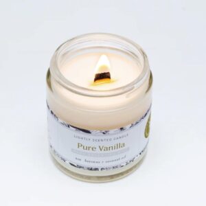 Fontana Candle Co - Pure Vanilla Candle 9 oz | Lightly Scented Candle | Made from Beeswax and Coconut Oil | Essential Oil | Wood Wick | Long Lasting | Clean Burn and Non Toxic