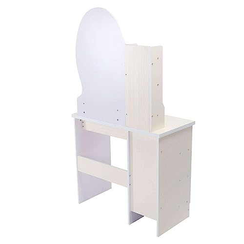 KJNS Makeup Vanity Set Dressing Table w/ 4 Drawers + Stool + Mirror Vanity Desk Makeup Vanity Side Tables Bedroom Vanity Table Portable Desk Vanity Set