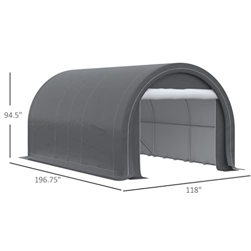 ZGJHFF 16' X 10' Carport, Heavy Duty Portable Garage/Storage Tent ， Garden Tools, Outdoor Work, Gray