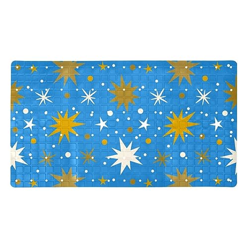 Bath Tub Shower Mat - Anti-Slip PVC Material 15.1x26.8 in, Gentle Cushioning Quick Drying Suction Cups Reliable Solution - Colored Star Pattern Non-Slip Floor Mat