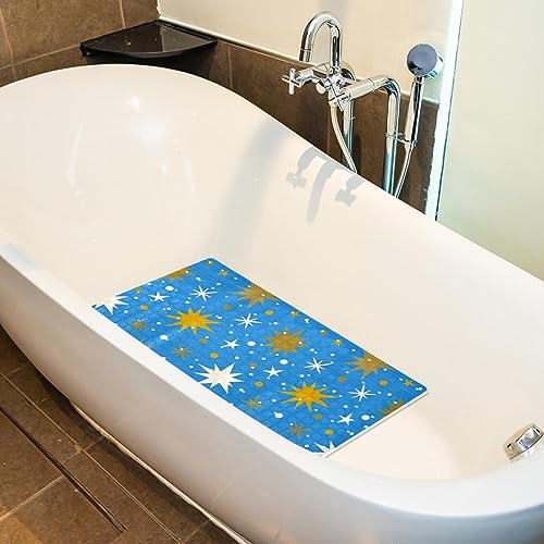 Bath Tub Shower Mat - Anti-Slip PVC Material 15.1x26.8 in, Gentle Cushioning Quick Drying Suction Cups Reliable Solution - Colored Star Pattern Non-Slip Floor Mat