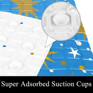 Bath Tub Shower Mat - Anti-Slip PVC Material 15.1x26.8 in, Gentle Cushioning Quick Drying Suction Cups Reliable Solution - Colored Star Pattern Non-Slip Floor Mat