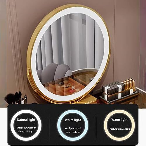 Bedroom Vanity Vanity Table with 3-Color Adjustable Touch Light, Large Vanity Table Set,Vanity Makeup Desk with Tempered Glass Desktop, for Women Girls (Size : 120cm-white)