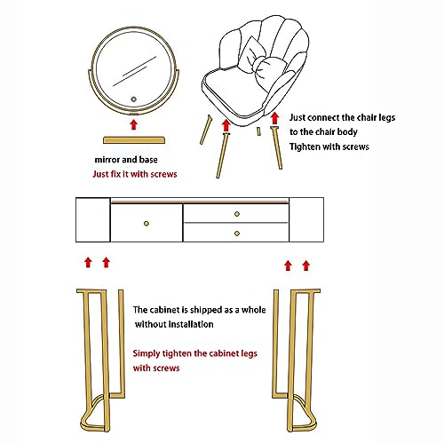 Bedroom Vanity Vanity Table with 3-Color Adjustable Touch Light, Large Vanity Table Set,Vanity Makeup Desk with Tempered Glass Desktop, for Women Girls (Size : 120cm-white)