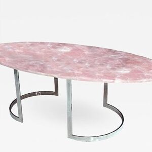 30 x 60 Inches Oval Shape Pink Marble Dining Table Top Rose Quartz Epoxy Art Conference Table for Office Furniture Decor