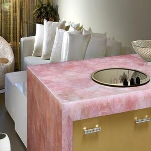 30 x 60 Inches Oval Shape Pink Marble Dining Table Top Rose Quartz Epoxy Art Conference Table for Office Furniture Decor