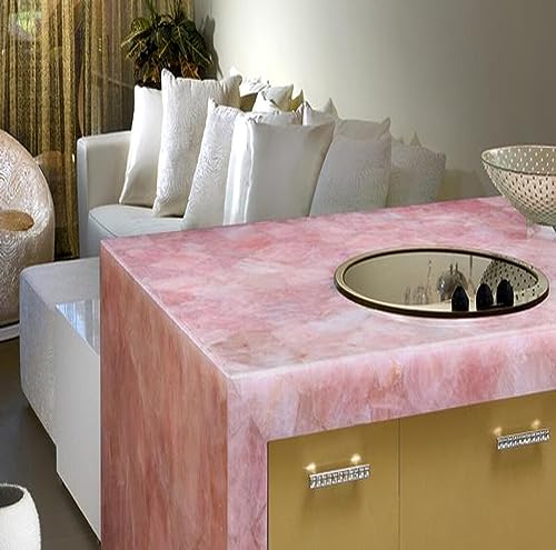 30 x 60 Inches Oval Shape Pink Marble Dining Table Top Rose Quartz Epoxy Art Conference Table for Office Furniture Decor