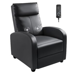 homall massage recliner chair, recliner sofa pu leather for adults, recliners home theater seating with lumbar support, reclining sofa chair for living room (dark black, leather)