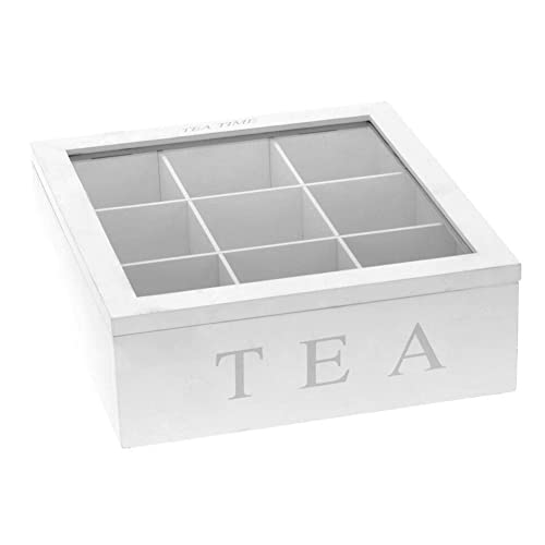 linshesf Bamboo Tea Organizer, Wooden Tea Box Tea Bag Organizer, Tea Bag Box Storage Container Organizer Holder for Kitchen Cabinet, Countertop, Pantry