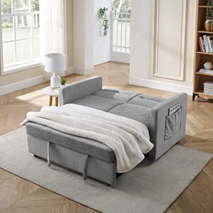 ERYE Modern Convertible Futon Sofa Bed, Adjustable Functional Loveseat Compact Foldable Love Seat,Comfy Sleeper Daybed 3 in1 Recliner Sofa & Couch for Small Space Sofabed, Twin, Gray with Side Pockets