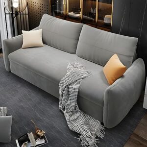 LAKIQ Contemporary Fabric Sofa Bed with Storage Convertible Sleeper Sofa Couch Bed Square Arm Sofa Bed with Bolster Pillows(49" L x 35" W x 28" H)