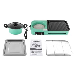 3-in-1 Smokeless Electric Indoor Removable Grill and Griddle Combo, Detachable Shabu Hot Pot Electric, Nonstick Plate, with Adjustable Temperature, BBQ Hotpot Grill Combo