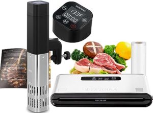 kursinna 1000w sous vide machine and 85kpa vacuum sealer machine combo pack, immersion sous vide cooker circulator with food save vacuum sealing system