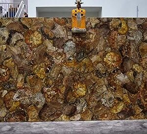 30 x 48 Inches Dining Table Top with Brown Petrified Resin Art Rectangle Shape Marble Meeting Table from Indian Art and Crafts