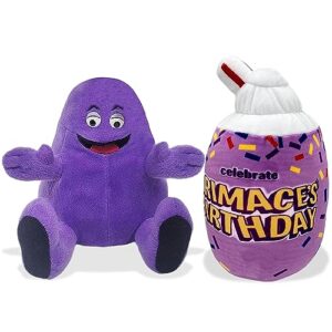 beyondnice grimace shake yellow hat burger busters shake plushies plush toy plushie stuffed animal toy game doll toddlers toys (2pcs-2)