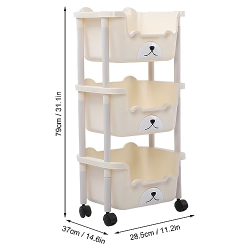 Mobile Utility Cart with Caster Wheels, Rolling Cart Detachable Utility Storage Cart Heavy Duty Storage Basket Organizer Shelves, Easy Assemble for Office, Bathroom, Kitchen (3