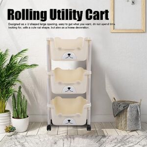 Mobile Utility Cart with Caster Wheels, Rolling Cart Detachable Utility Storage Cart Heavy Duty Storage Basket Organizer Shelves, Easy Assemble for Office, Bathroom, Kitchen (3