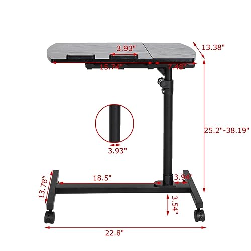 Rouli Elevating Computer Table, Mobile Laptop Table Trolley, Adjustable Mobile Edge Table, Black (Black)